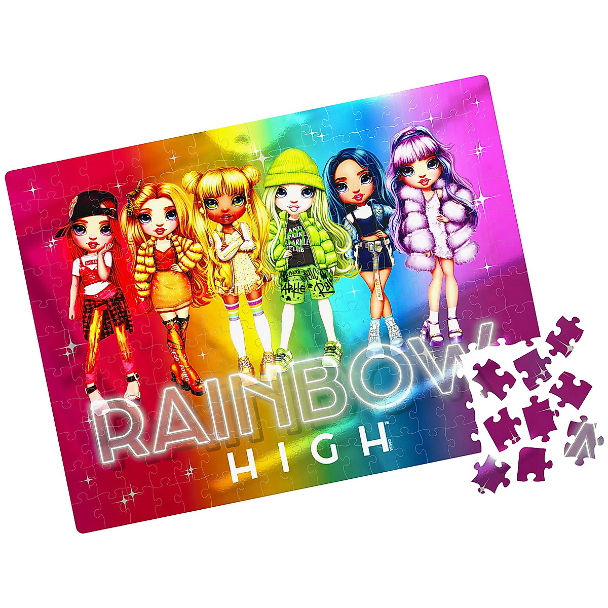 Rainbow High, Foil Jigsaw Puzzle 199-Piece Reflective Abstract Metallic Effect Featuring The Fashionable Dolls, for Kids Ages 8 and up