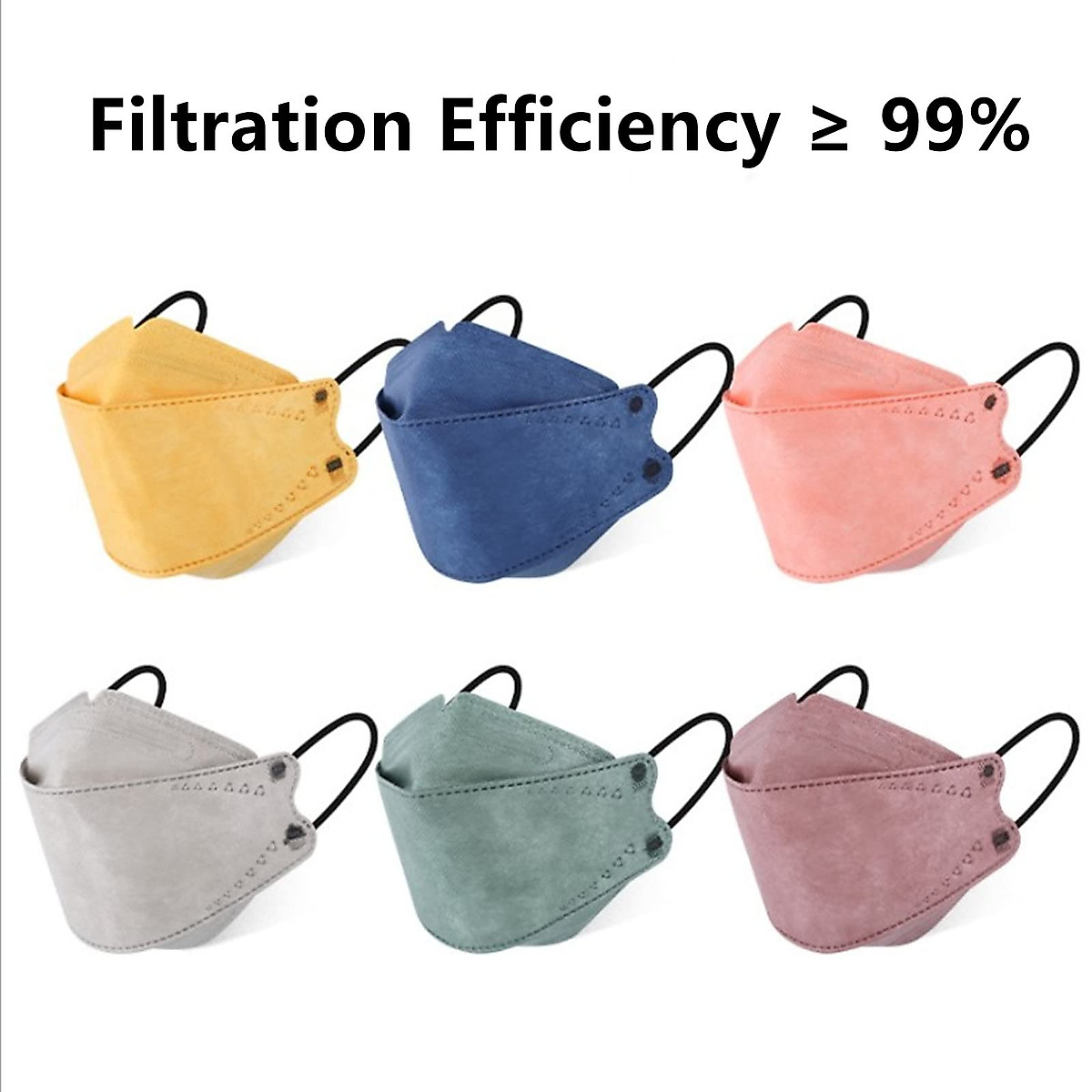 SINYEE KF94 Face Protective Mask for Adult - 60 Packs Individually Packaged - 4 Layer Disposable Safety Dust Mask Multicolor