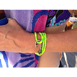 Chasing Fin Fish Hook Pendant Bracelet - Cool 30-Inch Military-Grade 550 Paracord Bracelet & Anklet - Adjustable Size, 100% Nylon Nautical & Fishing Accessory Hook Pendant, Pewter (Blue Camo, Pewter)