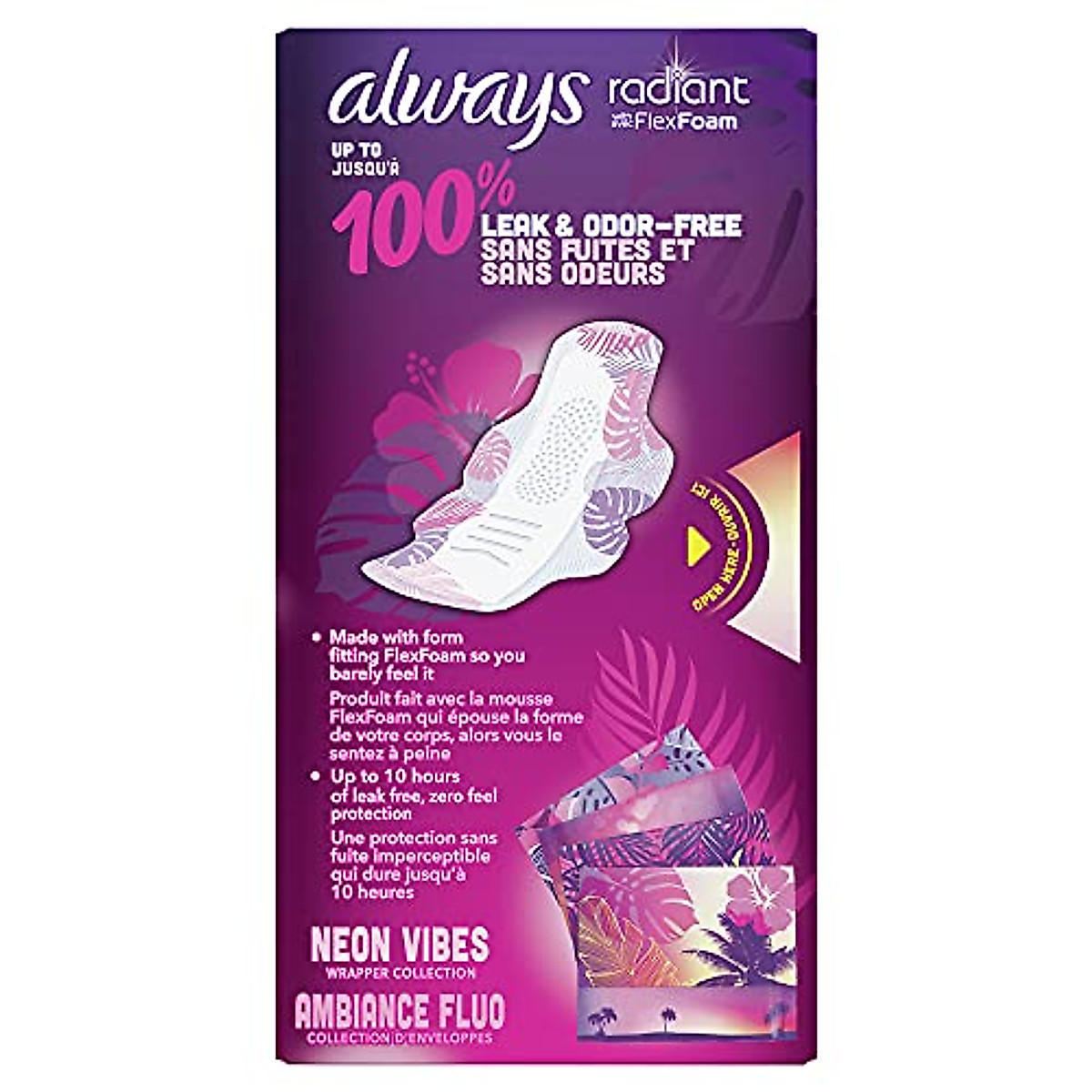 Always Radiant Pads, Size 1, Regular Absorbency, Scented, 30 Count (Pack of 2)