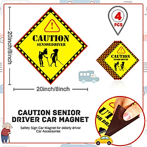 4 Pieces Over The Hill Gag Gifts Driver Car Magnet Elderly Driver Sticker Funny Car Magnets for Over The Hill Party Supplies Gags and Practical Joke Toys