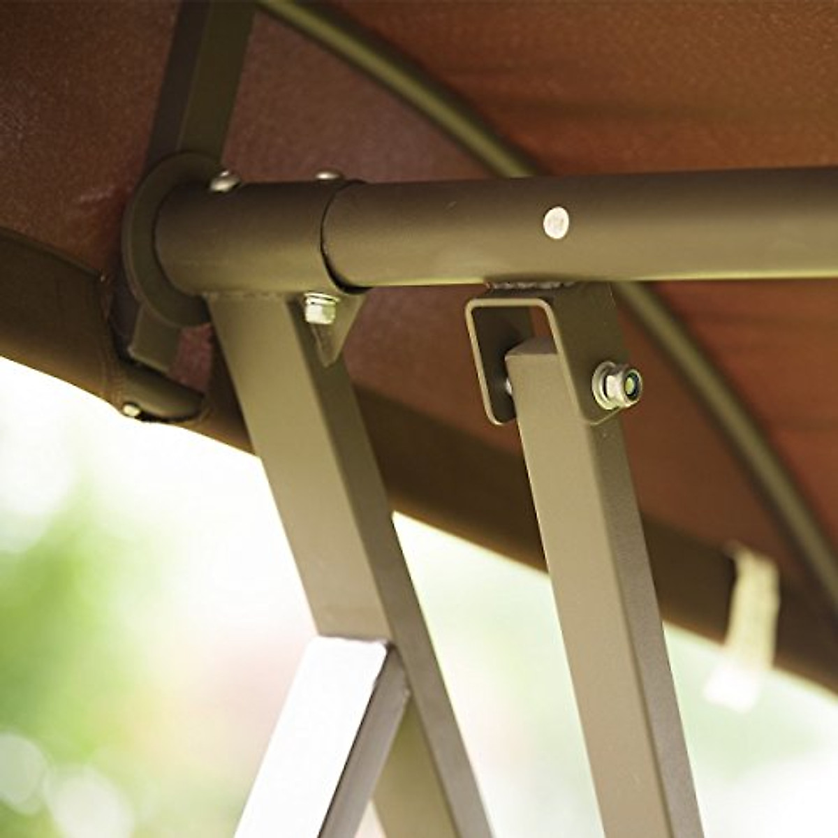 PatioPost Porch Swing Outdoor Lounge Chair Seats 3 Patio PE Wicker Glider Bench with Steel Frame and Padded Cushion, Dark Brown