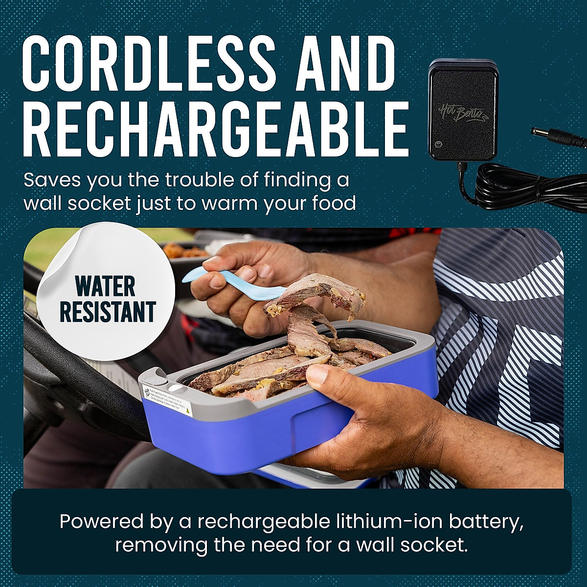 Hot Bento – Self Heated Lunch Box and Food Warmer – Battery Powered, Portable, Cordless, Hot Meals for Office, Travel, School, Jobsite, Picnics, Outdoor Recreation, Kitchen Meal Prep