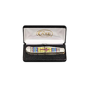Case WR XX Pocket Knife Trapper Stained Glass Cross Natural Bone Color Wash Item #38713 - (6254 SS) - Length Closed: 4 1/8 Inches