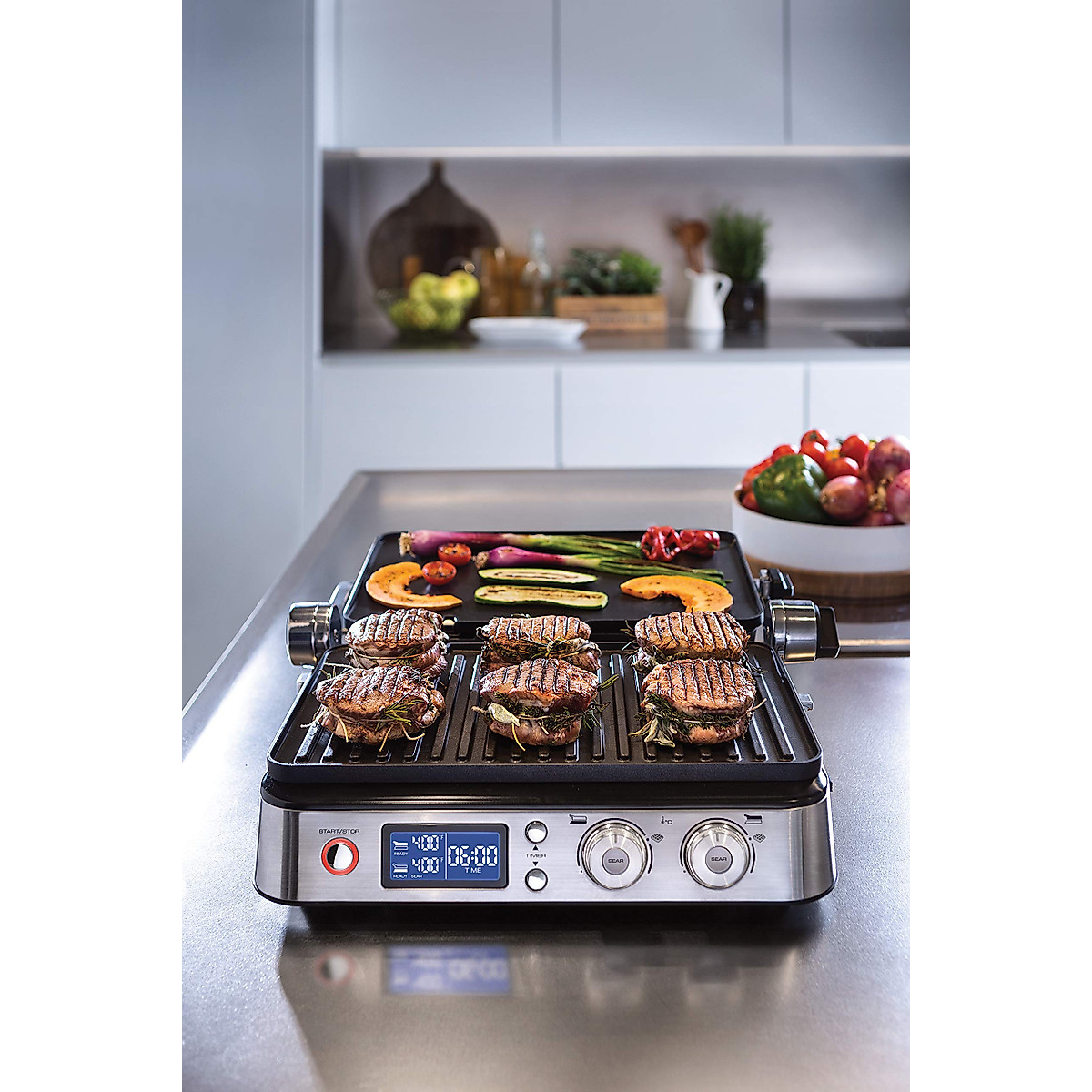 De'Longhi CGH1030D Livenza All-Day Grill, Griddle and Waffle Maker Silver Large