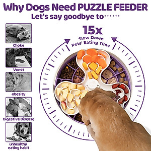 Puzzle Feeder Slow Feeder Dog Bowls for Large Breeds, Detachable Design Dog Bowls with 4 Slow Feeding Modes, Suitable for Dry, Wet, and Raw Food, Stress Relieve and Dishwasher Safe