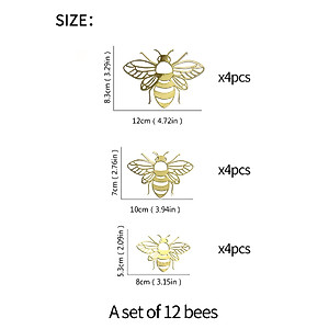 Bee Wall Decals Honey Bee Wall Decor Bee Wall Stickers Gold Honey Bee Decals,Honeycomb Wall Decals,Removable DIY Bee Decoration Decals for Kids Bedroom Living Room Nursery Playroom Decorations (A)