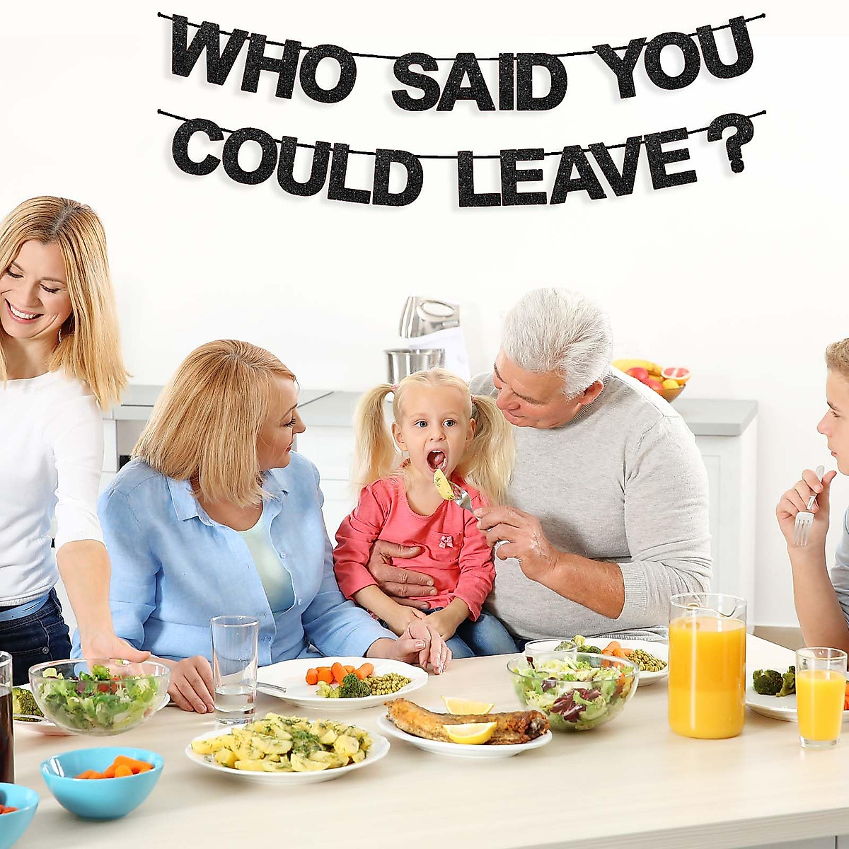 FALIZIFU Who Said You Could Leave Banner Black Glitter Retirement Banner Going Away Banner for Women Men Office Farewell Graduation Goodbye Party Supplies Farewell Banner