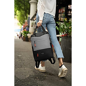 Sherpani Camden, Convertible Backpack Tote, Travel Backpack Purse, Laptop Backpack, Recycled Nylon Backpack, Crossbody Bags for Women Fits 15 Inch Laptop (Stone)