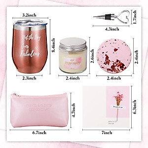 Shihanee 11pcs Valentine‘s Day Gifts for Women Birthday Relaxing Gifts Baskets Box Spa Sets Birthday Bath Set Insulated Wine Tumbler Set for Mother Sister Girlfriend Wife Friend(Rose)