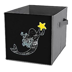 Mermaid Collapsible Storage Bins Basics Folding Fabric Storage Cubes Organizer Boxes with Handles