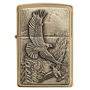 Zippo Where Eagles Dare Brushed Brass Pocket Lighter, One Size