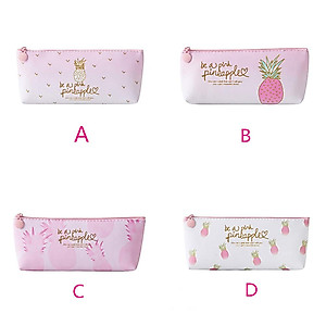 IEasⓄn Office & Stationery, Pink Pineapple Cartoon Pattern Pencil Case Cosmetic Bag Makeup Pouch Pencils Box IE-NN2304 (Pink -B)