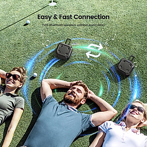 CHIFENCHY 2 Packs Golf Speaker with Magnetic, Portable Loud Stereo Sound for Golf Cart 24H Playtime, TWS Pairing, Golf Gifts for Men, Rugged Outdoor/Shockproof/Waterproof Wireless Speaker