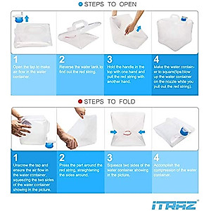 Gowithwind Collapsible Water Container with Spigot, 2.6 Gallon BPA Free Camping Water Storage Jug Water Carrier for Outdoor Hiking Backpacking & Emergency Survival Kit, Foldable Portable Canteen