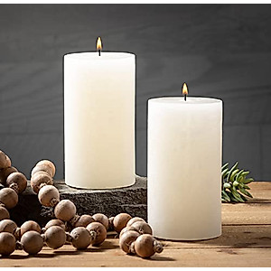 Sullivans Vance Kitira Pillar Candles Set of 2, 6-Inch Off-White Candle Sets, Clean-Burning, Environmental-Friendly, Unscented, Hand-Poured Wax Candles, Home Décor (CT246MWKIT)
