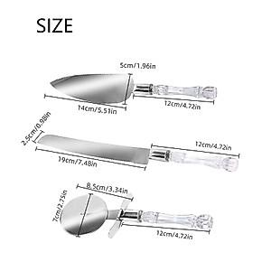Cake Knife and Server Set, Xafissy 3PCS Stainless Steel Cake Cutting Set with Faux Crystal Handle for Wedding Cake Birthdays Anniversaries Parties Holiday Thanksgiving Christmas Dessert