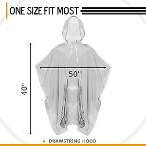 RAINOUX Disposable Rain Ponchos for Adults - Clear 10 pack
