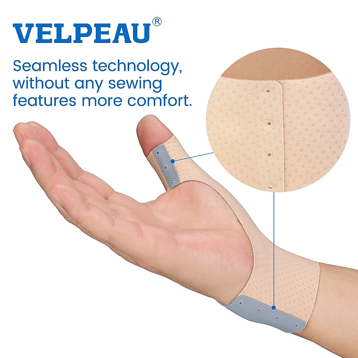 VELPEAU Elastic Thumb Support Brace Liner (Pack of 2) - Waterproof Soft Thumb Compression Sleeve, Splint Protector for Pain Relief, Arthritis, Tendonitis, Sprain, Sport, Fits Left & Right Hand(Medium)