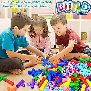 FUBAODA STEM Learning Pipe Tube Toys, Tube Locks Construction Building Blocks 96 Pcs - Multicolor Educational Building Blocks Set with Wheels& Spouts & Joints for Kids Ages 3+