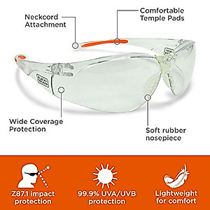 BLACK+DECKER Hedge Trimmer with Safety Eyewear, Lightweight, Clear Lens (BEHT200 & BD250-1C)