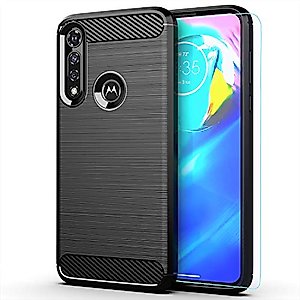 M MAIKEZI for Moto G Power 2020 case, Motorola G Power case 2020 with HD Screen Protector, Soft TPU Slim Fashion Non-Slip Protective Phone Case Cover for Motorola Moto G Power 2020 (Black Brushed TPU)