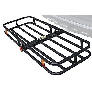MaxxHaul 70107 53" x 19-1/2" Hitch Cargo Carrier - Trailer Mount Steel With High Side Rails For RV's, Trucks, SUV's, Vans, Cars 2" Receiver 500-lb Load Capacity , Black