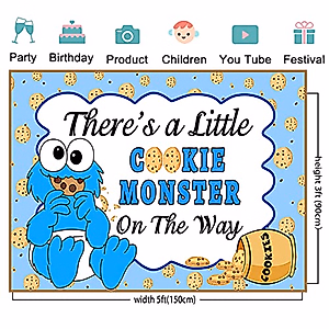 Baby Cookie Monster Backdrop for Gender Reveal Party Supplies 5x3ft There's a Little Cookie on The Way Banner for Street Baby Shower Party Decorations