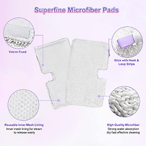 Steam Mop Replacement Pads for Shark Steam Mops S3500 Series S3501 S3601 S3550 S3901 SE450 S3801CO S3601D S2901 S2902 Steam Pocket Mop Pads Floor Cleaning Microfiber Reusable for Shark Mop Pads,6 Pack
