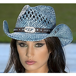 Bullhide Montecarlo Hats Wild and Blue Toyo Straw Cowboy Western Hat (Medium)