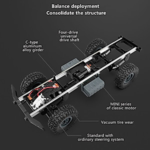 Graces Dawn Remote Control Car, Terrain RC Cars, Electric Remote Control Off Road Military Truck, 1/16 2.4G 4WD Off-Road RC Military Truck Rock Crawler Army Car (Yellow)