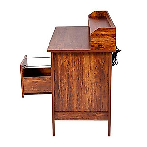 OneSpace Eleanor Executive Desk Wood Grain, Golden Cherry
