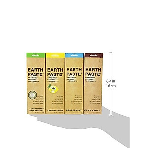 REDMOND Earthpaste All Natural Non-Fluoride Vegan Non GMO Real Ingredients Toothpaste (Variety Pack (Lemon, Wintergreen, Cinnamon, Pep)), 4 Ounce (Pack of 4)