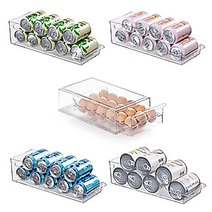 Ettori Egg Container for Refrigerator and 4 Pack Can Organizer for Pantry