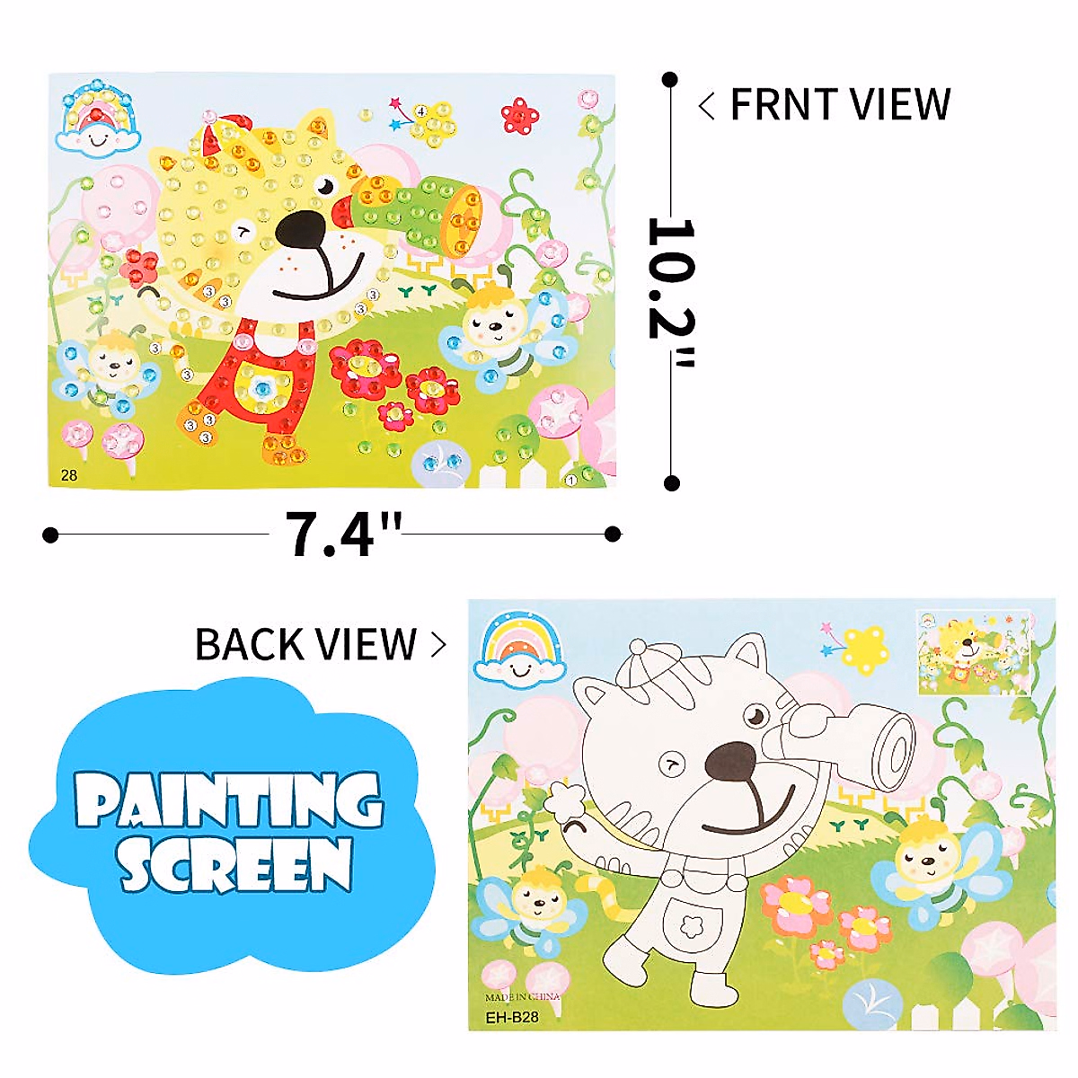 10 Pcs Kids Arts and Crafts Kits-Crystal Mosaic Sticker Painting Learning Education Toys for Toddler Kids, Early Learning Games Handmade Art Kit for Preschool Toddlers Boys Girls.