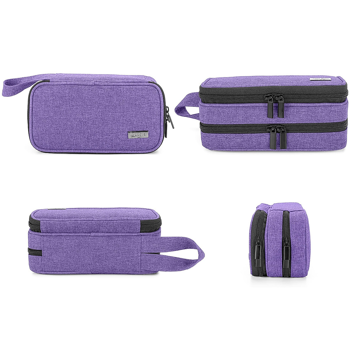 LUXJA Essential Oil Carrying Case - Holds 12 Bottles (5ml-15ml, Also Fits for Roller Bottles), Portable Double-Layer Organizer for Essential Oil and Accessories, Purple