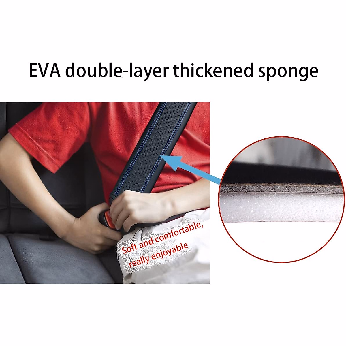 XINLIYA 2PCS Car Seat Belt Cover, Soft Shoulder Strap Covers Harness Pads, Safety Leather Seatbelt Comfort Driving Cushion Protect Your Neck and Shoulder Universal for Car, Truck, SUV (Black/Blue)