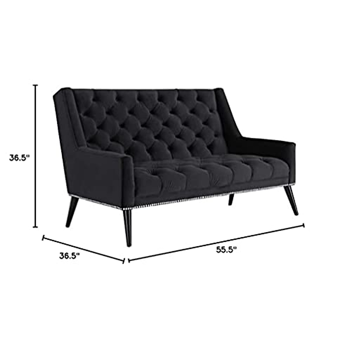 Modway Peruse Velvet Loveseat in Black