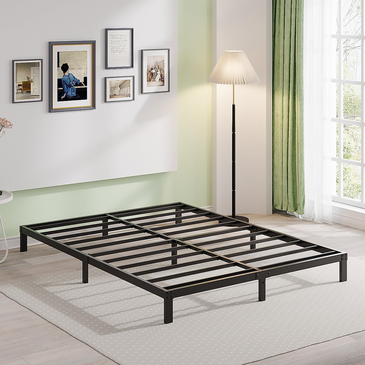 EMODA 6 Inch Full Size Bed Frame Heavy Duty Metal Platform No Box Spring Needed, Easy Assembly Noise Free, Black