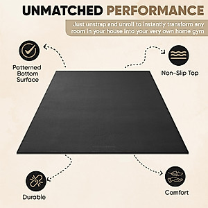 Premium Extra Large Exercise Mat - 8' x 4' x 1/4" Ultra Durable, Non-Slip, Workout Mats for Home Gym Flooring - Jump, Cardio, MMA Mat - Use With or Without Shoes (96" Long x 48" Wide x 6mm Thick)