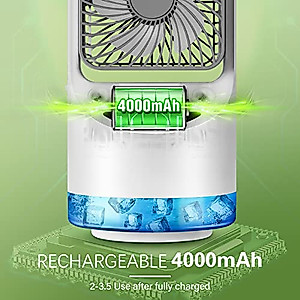 HeaBoom 90° Auto Oscillation Portable Air Conditioner, 4000mAh Rechargeable Evaporative Cooler Humidifier, Mini Conditioner with 7 Color Lights, Aroma Discs, Desk Cooling Fan, White