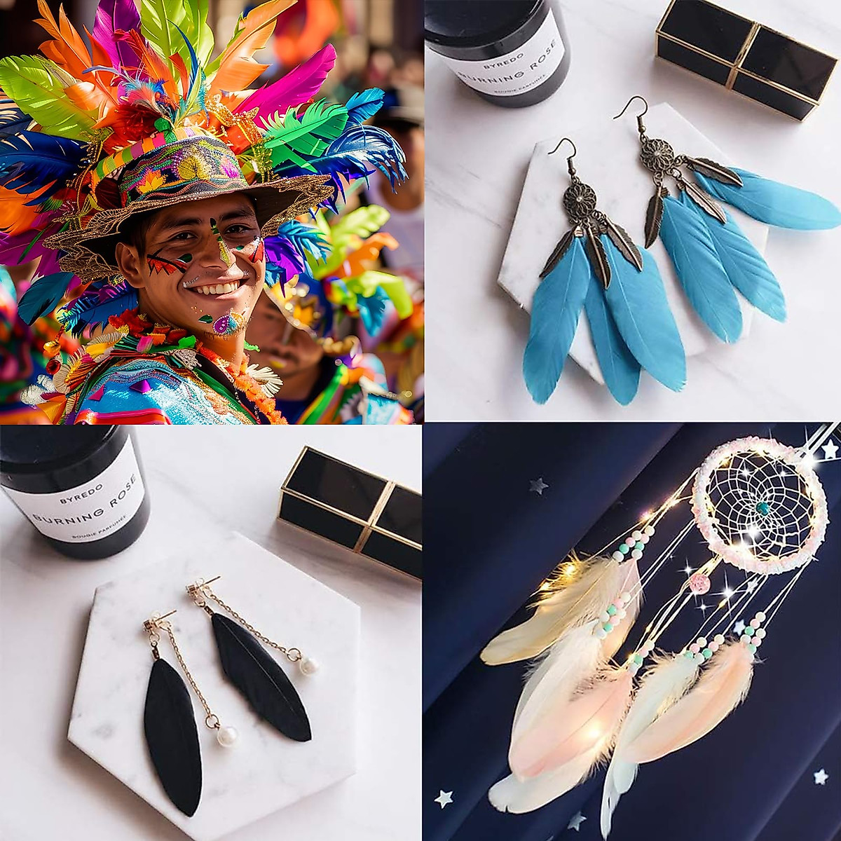 Coceca 240pcs Colorful Goose Feathers 4-6 Inches Natural Feathers for DIY Crafts