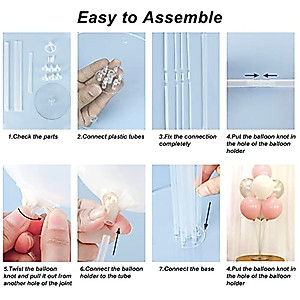 RUBFAC 6 Sets of Balloon Stand Kits, Upgraded 28" Height Clear Table Balloon Centerpiece Stand for Table Floor Birthday Party Wedding Festival Baby Shower Balloons Decorations