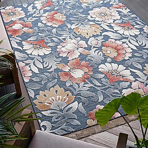 Water Resistant Modern 2x3 Indoor Outdoor Patio Rug | Floral, Small Outdoor Rugs for Patios, Deck, Porch, Entryway | Outside Area Rug | 1'11'' x 3'