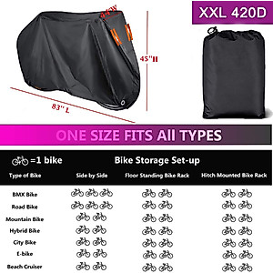 Indeed BUY Bike Cover for 1, 2 or 3 Bikes Waterproof Bicycle Cover Outdoor Bike Storage Covers XL XXL 420D Heavy Duty Rain Sun UV Wind Proof for Mountain Road Electric Bike etc