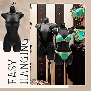 Dress Form Female Mannequin Torso Hollow Back Hanging Mannequin Body Manikin with Hook Half Body Shirt Clothing Display Plastic(3 Pcs,31.1 x 16.1 Inch)