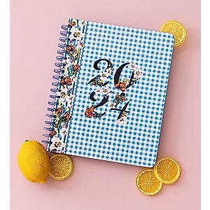 Vera Bradley Hardcover Daily Planner 2023-2024, Spiral Planner Dated August 2023 - December 2024, Jumbo Size Cute Planner, Weekly Planner with Monthly Calendar, Stickers, & Pockets, Sea Air Floral