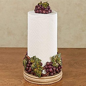 Touch of Class Vineyard Sangria Grape Harvest Paper Towel Holder - Tuscan Style Decor - Themed Holders for Kitchen, Dining Room - Painted by Hand - Purple