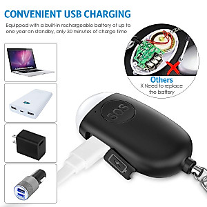 [Upgraded New Version] AMIR Safe Sound Personal Alarm - 130dB Emergency Alarm Keychain with LED Flashlight, Security Personal Protection Devices for Women, Girls, Kids and Elderly(2 Pack-Black&White)