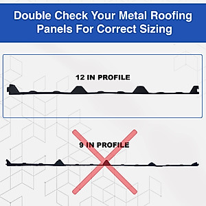 Duco 12 Inch Inside Profile (20 Pack) R Panel Foam Closure Strips for Metal Roofing Panels - 3 Feet Long, Black Rib Corrugated Metal Roof Foam Closure Strips